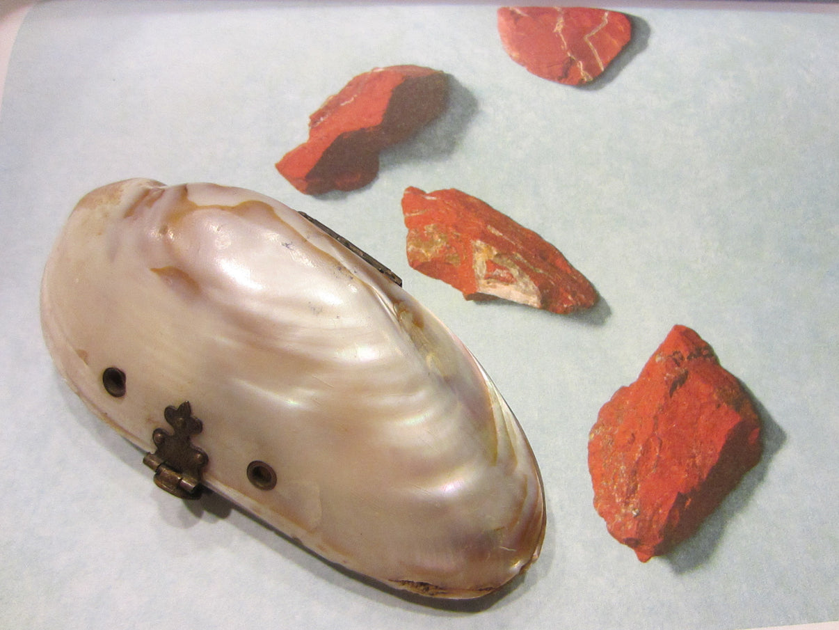 Sea Shell Abalone Rosary Clutch Medallion Clasp Hinged Clutch ...