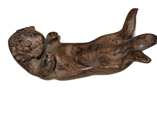Ceramic Otter Signed Maritime Sea Creature Earth Tone Sculpture ...