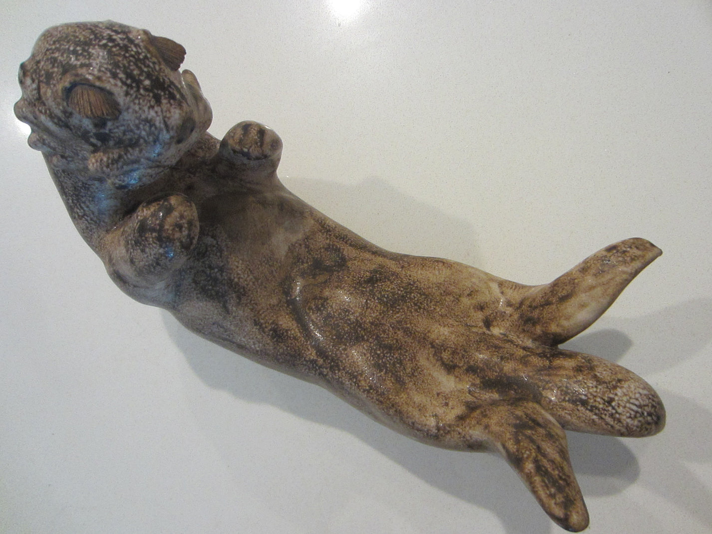 Ceramic Otter Signed Maritime Sea Creature Earth Tone Sculpture ...