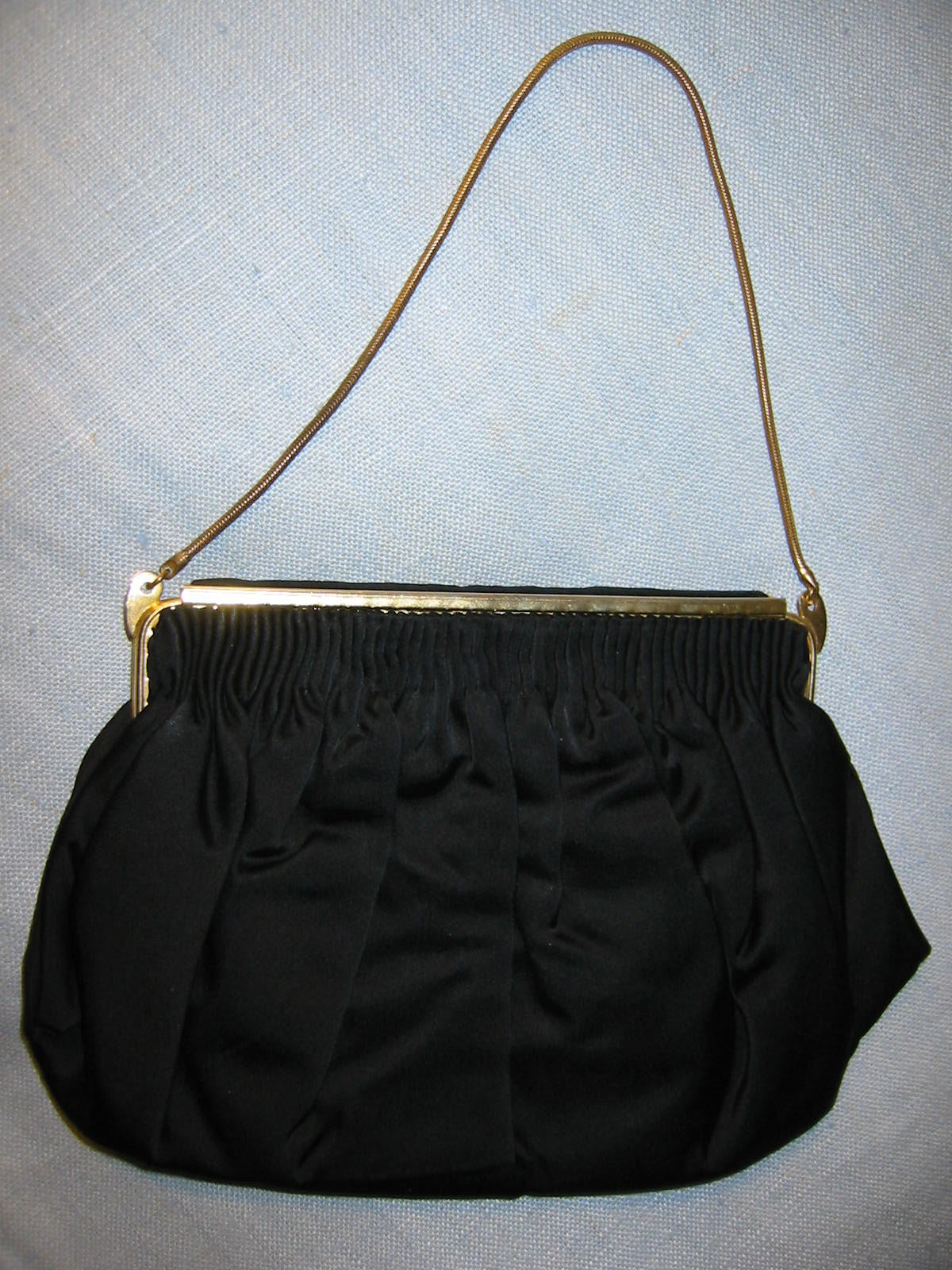 Black Satin Floral Applique Purse Hand Made In Paris France – Designer ...