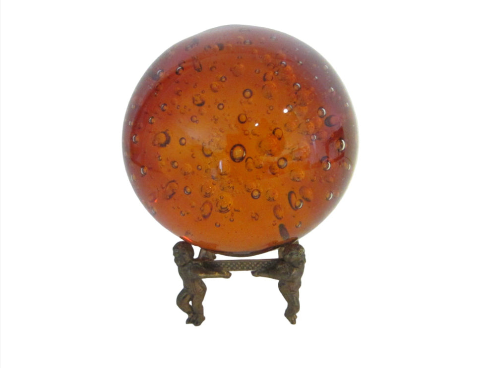 Amber Glass Sphere Controlled Bubbles Mid Century Modern Globe ...