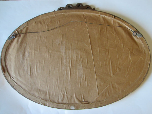 Rococo Style Oval Beveled Gold Mirror Ribbon And Bow Crest – Designer ...