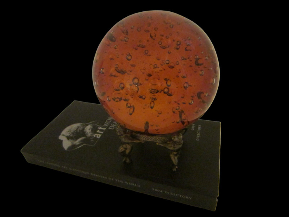Amber Glass Sphere Controlled Bubbles Mid Century Modern Globe ...