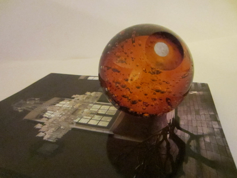 Amber Glass Sphere Controlled Bubbles Mid Century Modern Globe ...