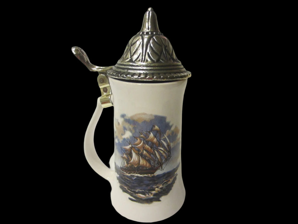 Nelson McCoy Pottery Co Ceramic Nautical Stein Pewter Lid – Designer ...