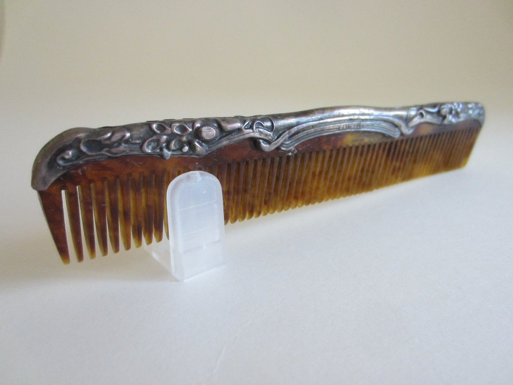 Victorian Sterling Celluloid Hair Comb Floral Chasing – Designer Unique ...