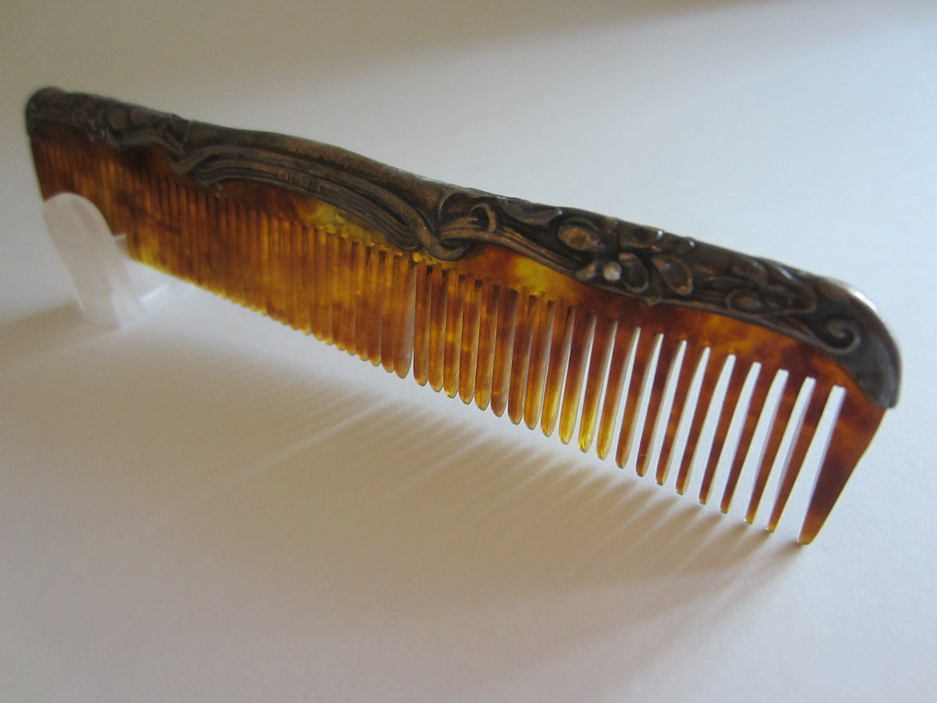 Victorian Sterling Celluloid Hair Comb Floral Chasing – Designer Unique ...