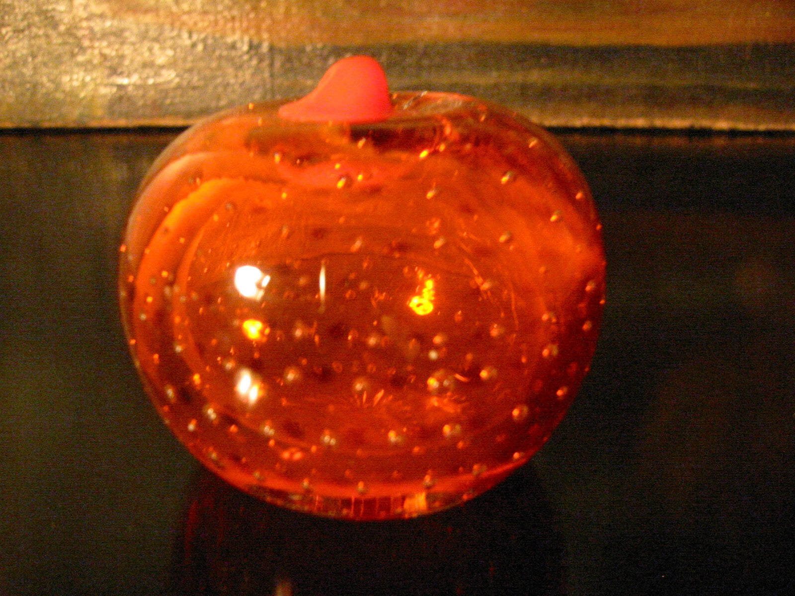 Orange Stem Glass Fruit Paperweight Bold Controlled Bubbles – Designer ...