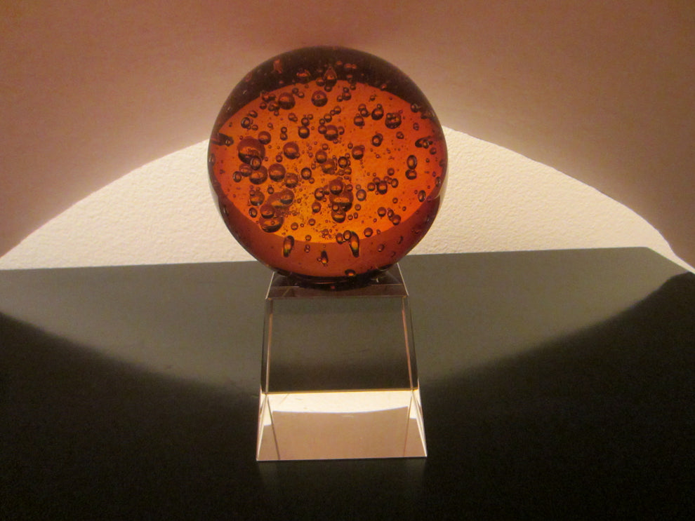 Amber Glass Sphere Controlled Bubbles Mid Century Modern Globe ...