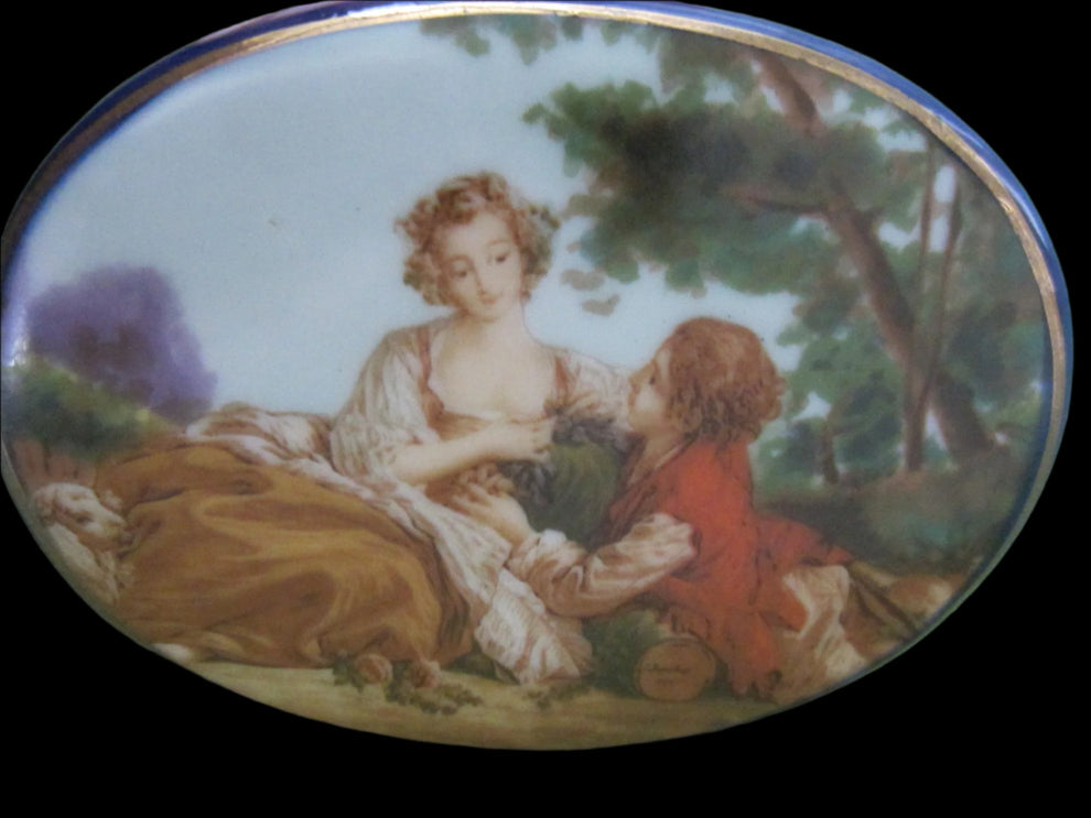 F Boucher Rococo Romantic Figurative Porcelain Oval Box – Designer ...