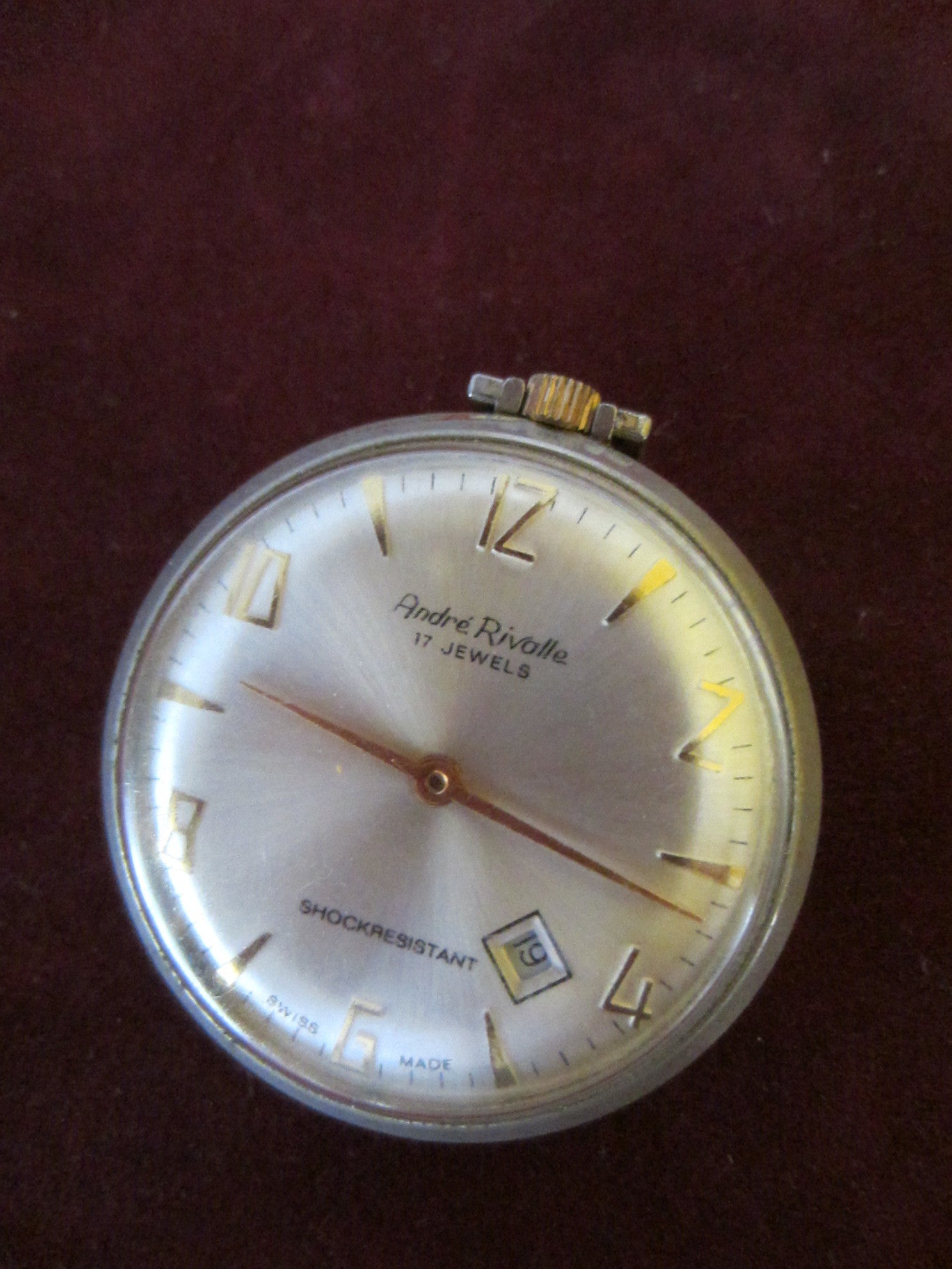 Andre Rivalle Open Face Manual Wind Pocket Watch Swiss Mid Century ...