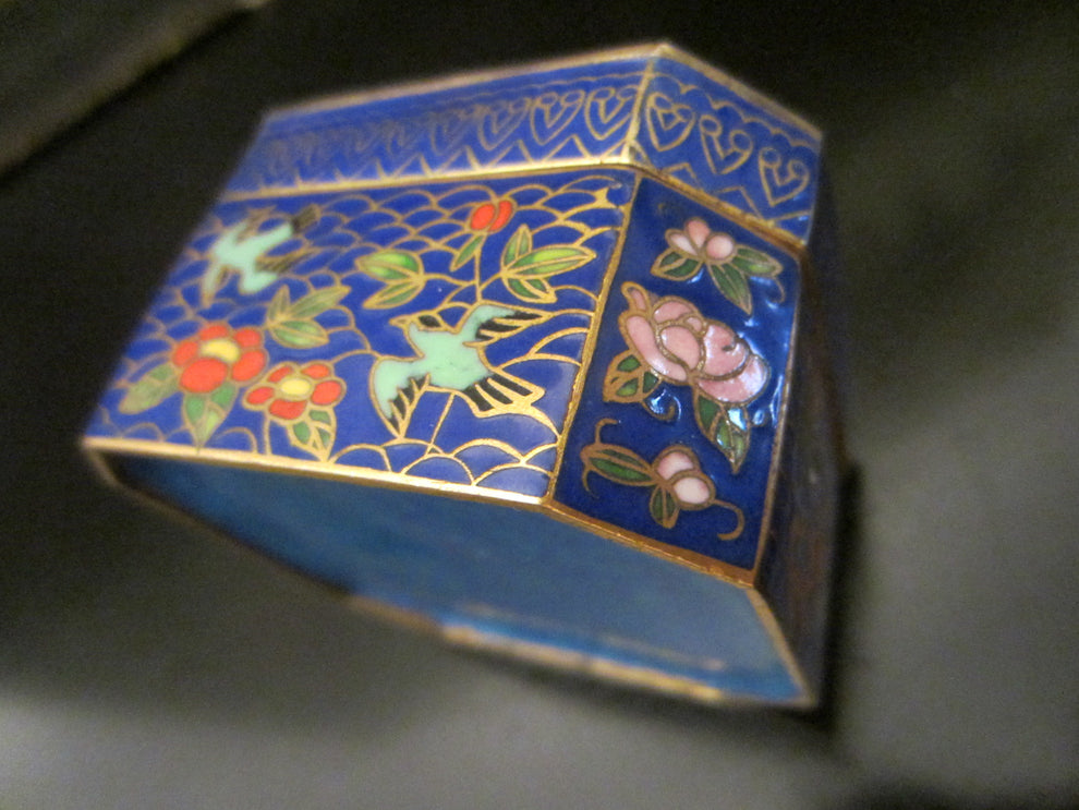 A Hexagon Miniature Floral Enameled Cloisonne Box – Designer Unique Finds