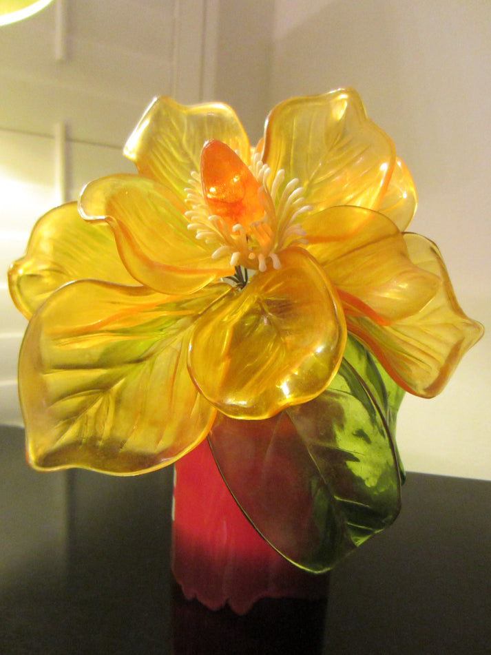 Mid Century Modern Orange Yellow Stemmed Lucite Flower – Designer ...