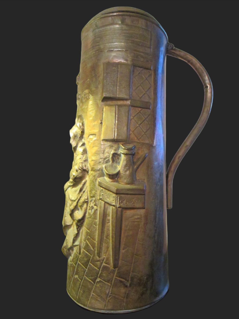 Crested Tall Figurative High Relief Open Base Brass Monogram Tankard ...