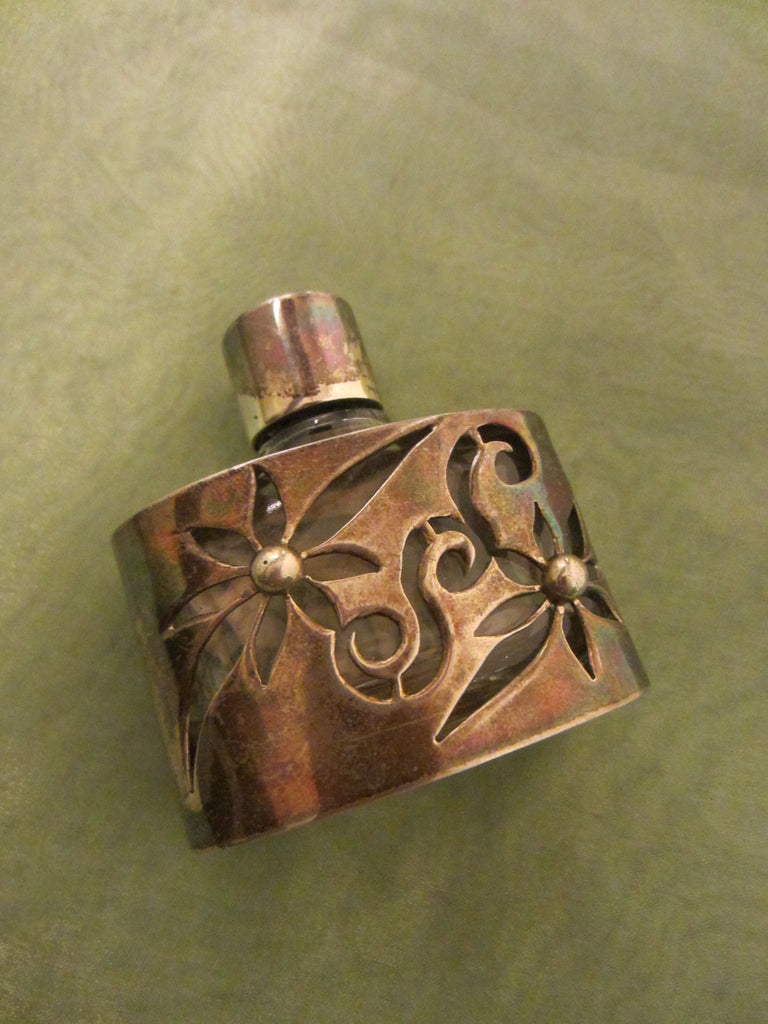 Miniature Silver Filigree Overlay Glass Perfume Bottle – Designer ...