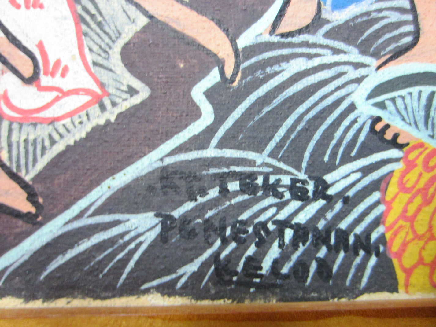 Kt Teker Signed Impressionist Bali Paradise Feast Balinese Painting On ...