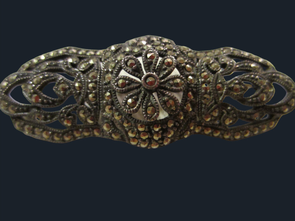 Judith Jack Silver Marcasite Bar Brooch Marked JJ Sterling – Designer ...