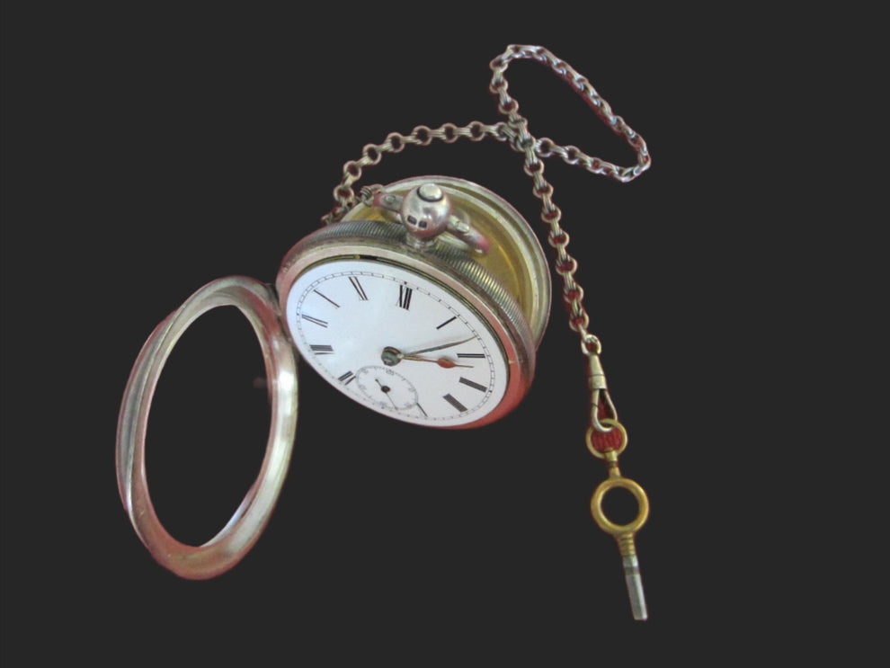 William Ehrhardt Birmingham Key Wind Chain English Silver Pocket Watch ...